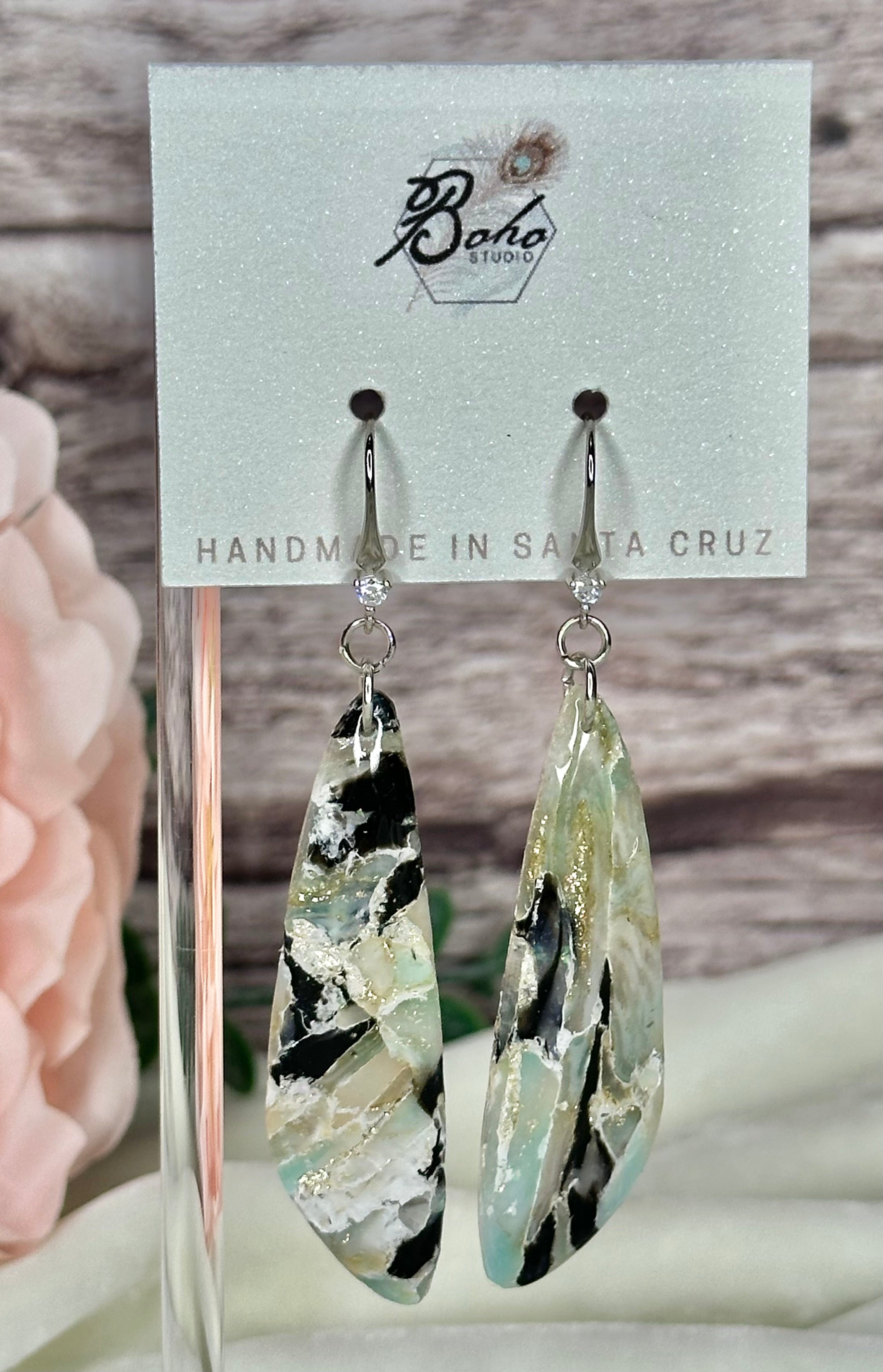 Deep Sea / Silver-Rhinestone Hooks – The Bohemian Dragonflies